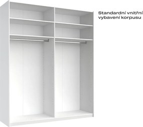 Skříň s posuvnými dveřmi 2,0x2,4m (Dveře Lesklé Bílé/Zrcadlo), série N Family