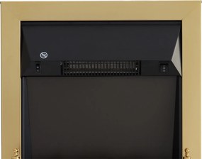 Elektrický krb HOMCOM Stojanový krb s efektem plamene 1000/2000W 48,2 x 18,5 x 59,2 cm ve zlaté barvě pro příjemné večery |