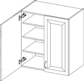 LARA wh | horní skříňka 80G-108 2F s policemi | 80 cm | EXTRA VYSOKÁ | bílá lesk
