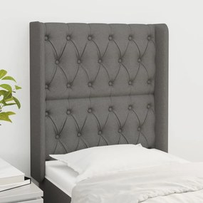 Čelo postele typu ušák tmavě šedé 83x16x118/128 cm textil 3119891