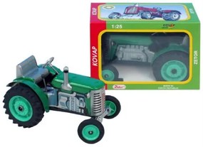 Traktor Zetor zelený na klíček kov 14cm 1:25 v krabičce Kovap