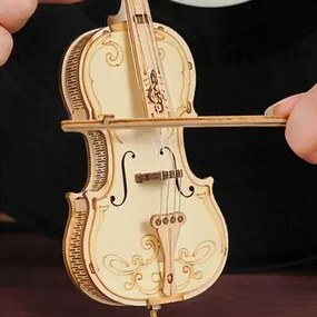 RoboTime 3D dřevěné puzzle Violoncello / od 8 let / 58 dílků / Obtížno