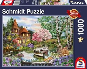 SCHMIDT Puzzle Dům u jezera / 1000 dílků / 69,3 × 49,3 cm