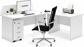 Kancelářský pracovní stůl s kontejnerem MIRELLI, typ E, bílá