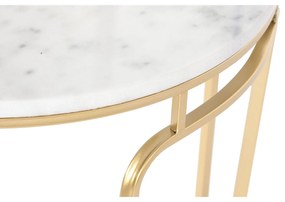 DKD Home Decor Postranní stolek 60 x 60 x 44,5 cm Zlatý Kov, Bílý Mramor