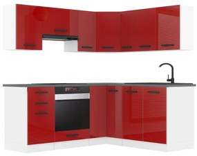 Kuchyňská linka Belini Premium Full Version 380 cm červený lesk s pracovní deskou SARAH