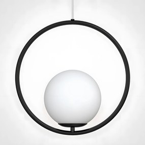 Toolight Toolight, stropní závěsné svítidlo, bílá skleněná koule, 1xE27, G110-1W, bílá-černá, OSW-09735
