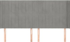Čelo postele typu ušák světle šedé 163x16x118/128 cm samet 3119872