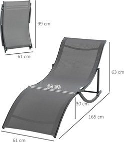 Outsunny sada 2 lehátek zahradní lehátka látková relaxační lehátka ergonomická hliníková Texteline tmavě šedá 165 x 61 x 63 cm | Aosom