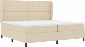 Postel s boxspringem s čelo Krémová 200 x 200 cm textil 3340590
