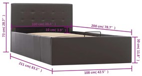 vidaXL Marketos Rám postele zvedací úložný prostor šedý umělá kůže 100 x 200 cm