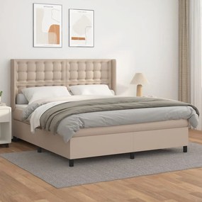 Box spring postel s matrací cappuccino 160x200 cm umělá kůže