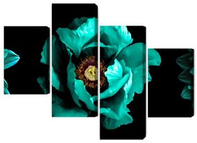 Vícedílný obraz Tyrkysové Květy Na Černém Pozadí Nedostatek Nedostatek Přírodní plátno 120x75