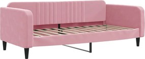 Válenda s přistýlkou a matracemi růžová 100 x 200 cm samet 3197097