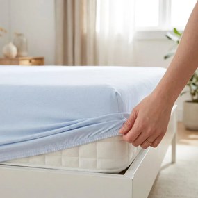 SCANquilt napínací prostěradlo JERSEY ELASTIC LYCRA světle modrá výška matrace do 30 cm 180 x 200 cm
