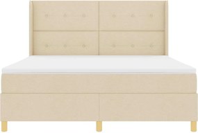 Postel s boxspringem s čelo Krémová 180 x 200 cm textil 3341852