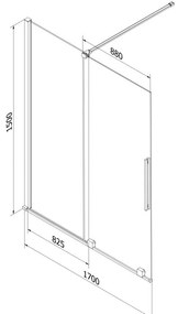 Mexen Velar, 2-křídlová posuvná vanová zástěna 170 x 150 cm, 8mm sklo námraza, broušená ocel, 896-170-000-31-97