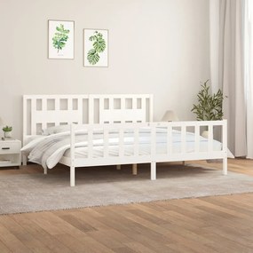 Rám postele s čelem bílý masivní borové dřevo 200 x 200 cm