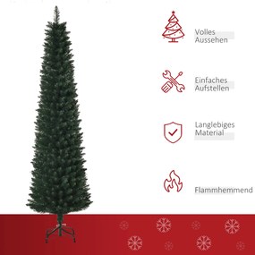 HOMCOM Vánoční stromek 180 cm, vysoce realistický, 380 větviček, nehořlavý, stabilní podstavec, zelená