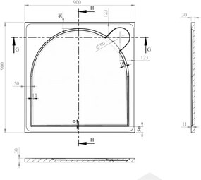 Olsen Spa LAKA 90 x 90 x 3 cm VANKCCTVER90 sprchová vanička