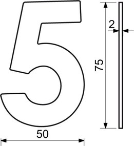 Domovní číslo "5", RN.75L, nerez