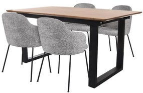 Snap - Set: Stůl Grand + 4 jídelní židle Aura Black Boucle