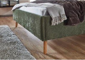 Khaki čalouněná dvoulůžková postel s úložným prostorem s roštem 180x200 cm Nova – Meise Möbel