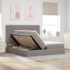 Postel s úložným prostorem s čelo Taupe 200 x 200 cm Textil 3372206