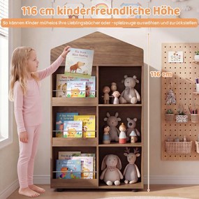 Costway Montessori dětská polička 116 cm knihovna dětská dřevěná a úložný