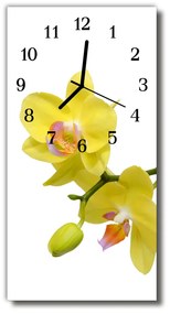 Nástěnné hodiny vertikální Orchidej květiny orchideje žluté