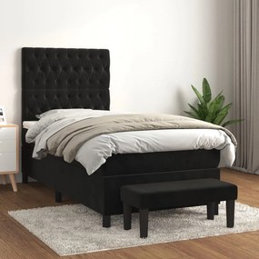 Box spring postel s matrací černá 90x200 cm samet 3138003