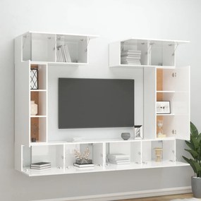 6dílný set TV skříněk bílý s vysokým leskem kompozitní dřevo - Default Title