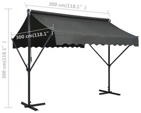 vidaXL Marketos Volně stojící markýza 300 x 300 cm antracitová