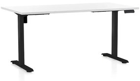 Výškově nastavitelný stůl OfficeTech B, 160 x 80 cm, černá podnož, bílá