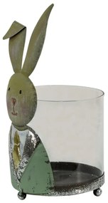 Svícen na čajovku s králíčkem v saku – 11x10x22 cm