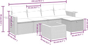 6dílná zahradní sedací souprava s poduškami černá polyratan 3265507