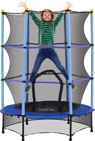 HOMCOM Dětský Trampolína Ø140 cm, Trampolína s Ochrannou Síťkou, Krytem Okrajů, Zahradní Trampolína pro Děti 3-10 Let, Do 50 kg, Modrá | Aosom