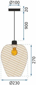 Toolight, závěsné svítidlo Natural 1xE27 APP885-1CP, přírodní, OSW-05245