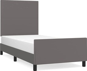 Rám postele s čelem šedý 90x200 cm umělá kůže 3125431