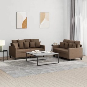 2dílná sedací souprava s poduškami hnědá textil 3201651