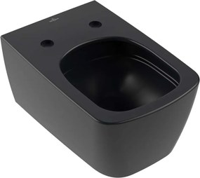 Villeroy & Boch Subway 3.0 - Závěsné WC, TwistFlush, Rimless, CeramicPlus, Pure Black 4610T0R7