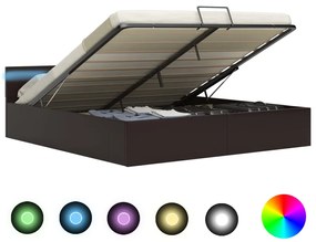 Rám postele LED s úložným prostorem šedý umělá kůže 160x200 cm