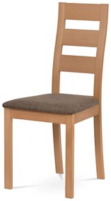 AUTRONIC Jídelní židle, masiv buk, barva buk, potah hnědý melír