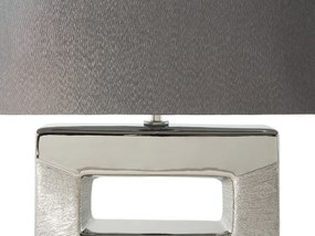 Stříbrná hedvábná noční stolní lampa ONYX Beliani