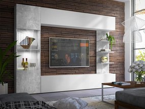 Moderní obývací stěna Lenzo, bílá / beton
