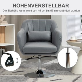 HOMCOM Křeslo Lounge s Područky, Bederní Polštář, Čalouněné Křeslo s Kovovým Rámem, Mikrovlákno, Výškově Nastavitelné Otáčecí Křeslo do Ložnice a Obý…