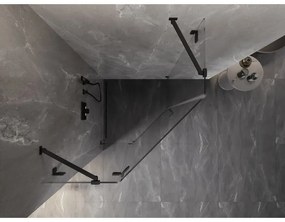 Mexen Lunar, pětiúhelníkový sprchový kout s levým sklonem 80 x 80 cm, 8mm čiré sklo, černý profil, 831-080L-080P-70-00-L