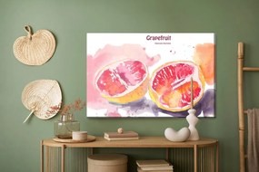 Obraz Grapefruit Malovaný Akvarelem Nedostatek Nedostatek Plátno Canvas 90x60