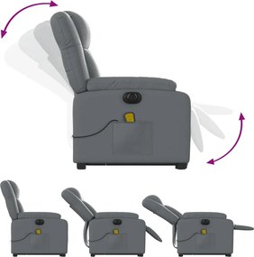 Elektrické zvedací masážní polohovací křeslo šedé umělá kůže 3205174