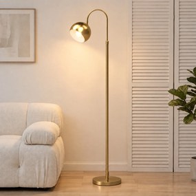 HOMCOM Stojací lampa E27, nastavitelná 145–165 cm, zlatá